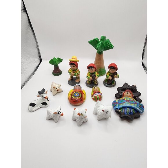 Handmade | Holiday | Nativity Pottery Clay Figurine Set 3 Pieces Holy ...